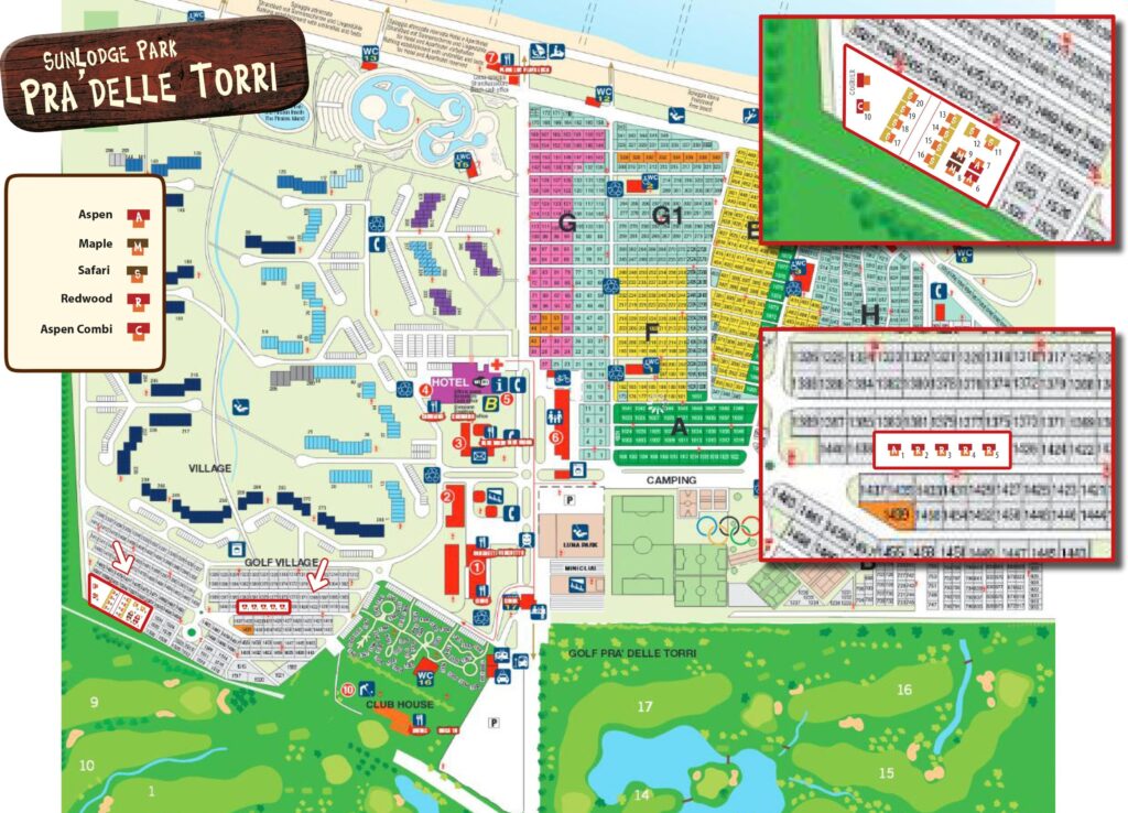 Parkplan Roompot Camping Pra'delle Torri (Lageplan) - Ferienparkguide